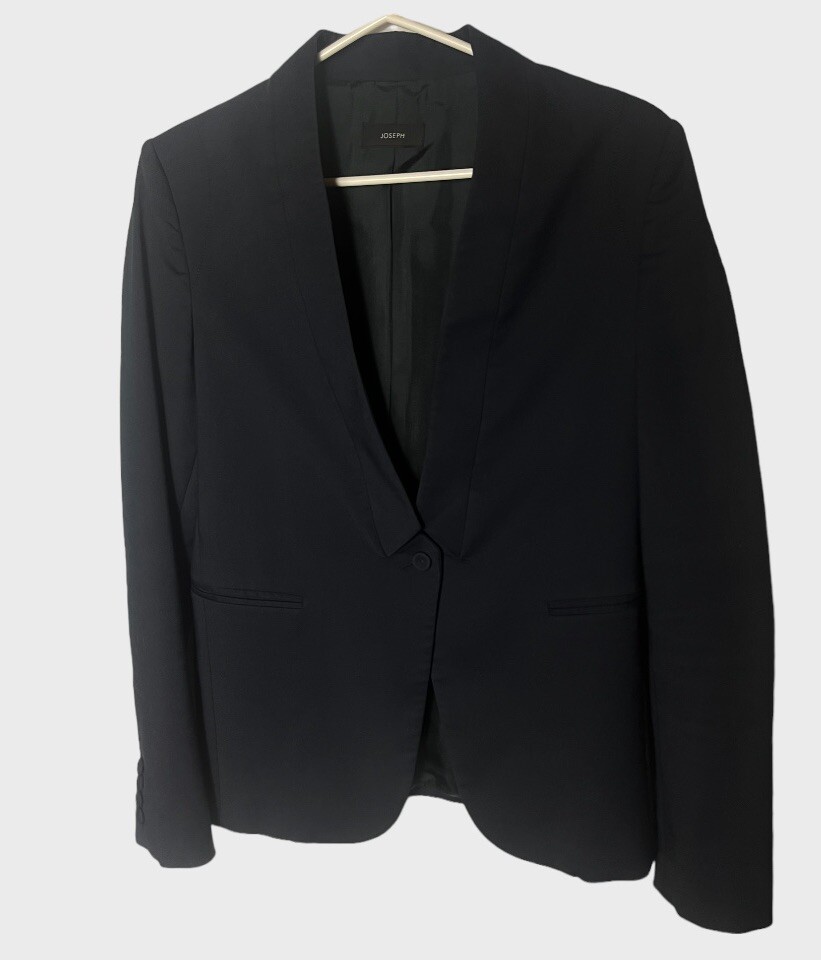 JOSEPH Marleybone Inverted Collar One Button Jacket Navy Blue Size 38 ...