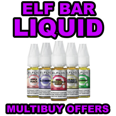 ELF BAR LIQUID NIC SALT 5mg 10mg 20mg Vape Juice 34 Flavours ELF LIQ ...