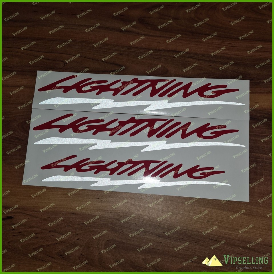Ford F-Series Red and Reflective Colors Lightning Decals Stickers Set ...