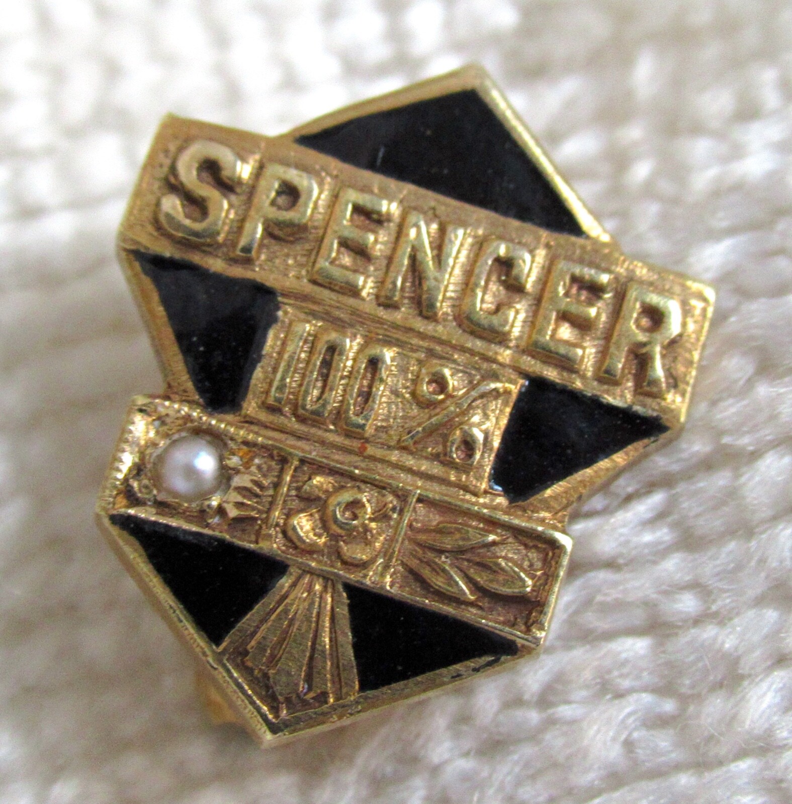 Antique 14k Gold Spencer Achievement Pin Vintage Organizational School ...