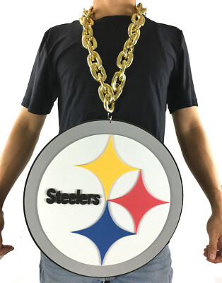 New NFL Pittsburgh Steelers GOLD Color Fan Chain Necklace Foam - JUMBO ...