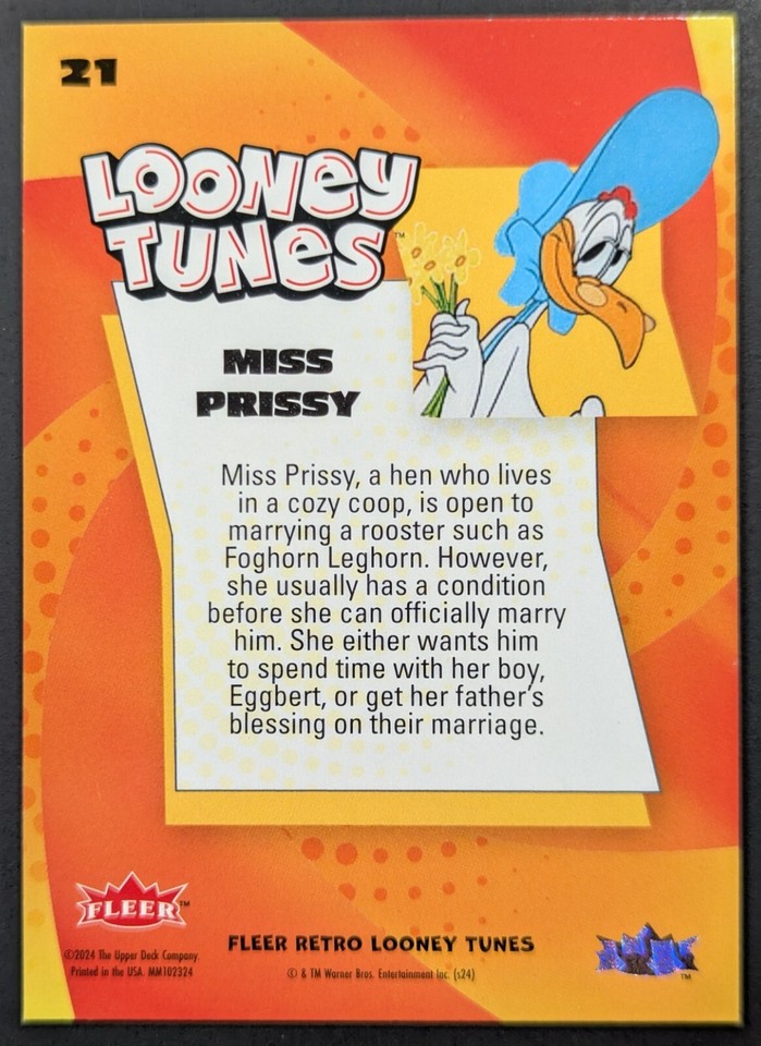Miss Prissy 2024 Fleer Retro Looney Tunes Card #21 (NM) | eBay