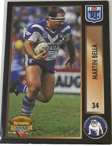 1994 Dynamic Martin Bella Canterbury Bulldogs Rugby 🏉 League Nrl Card ...