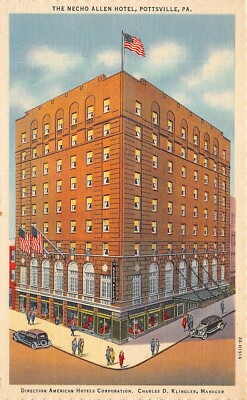 # A1646 POTTSVILLE, PA. LINEN POSTCARD, NECHO ALLEN HOTEL | eBay