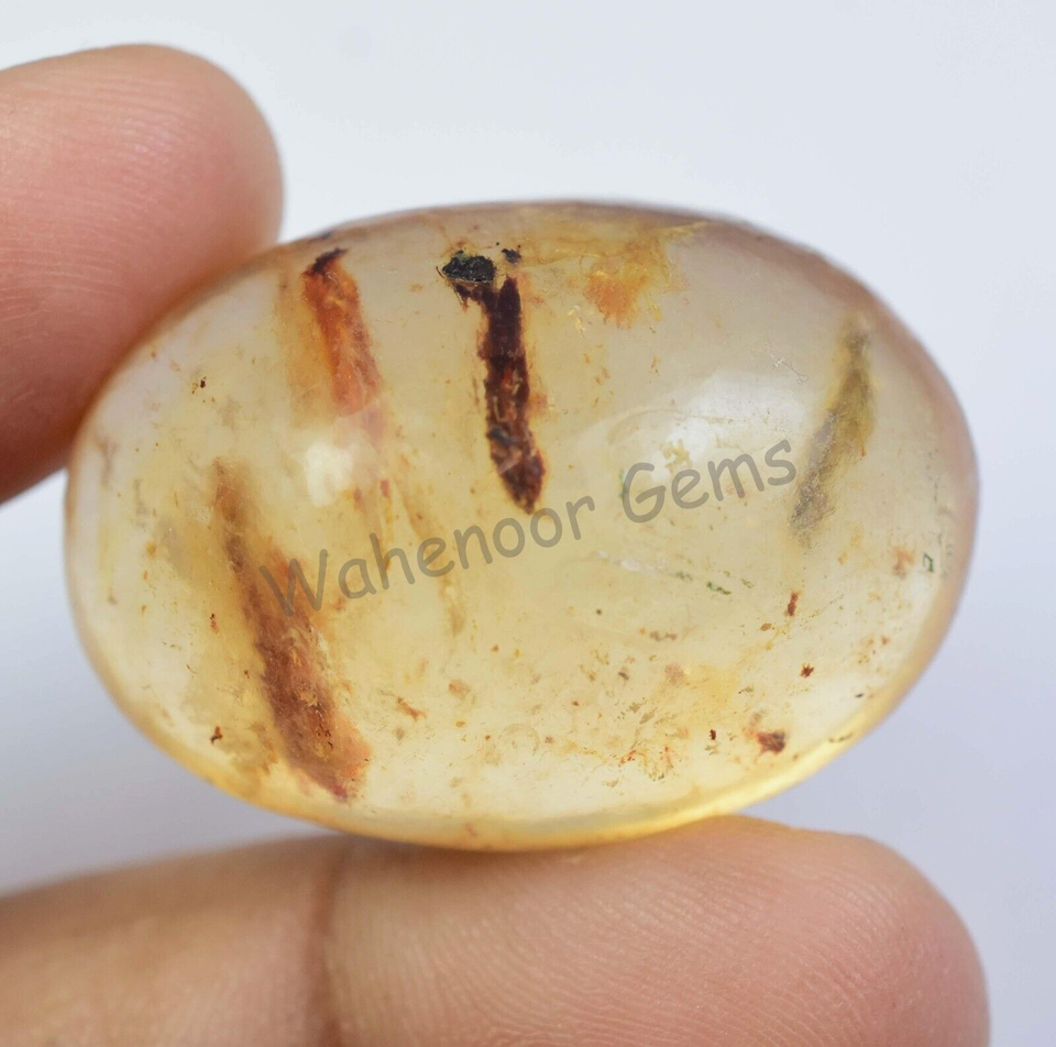 35.60 Ct 100% Natural Yellow Amber Insect Inclusion Certified Loose ...