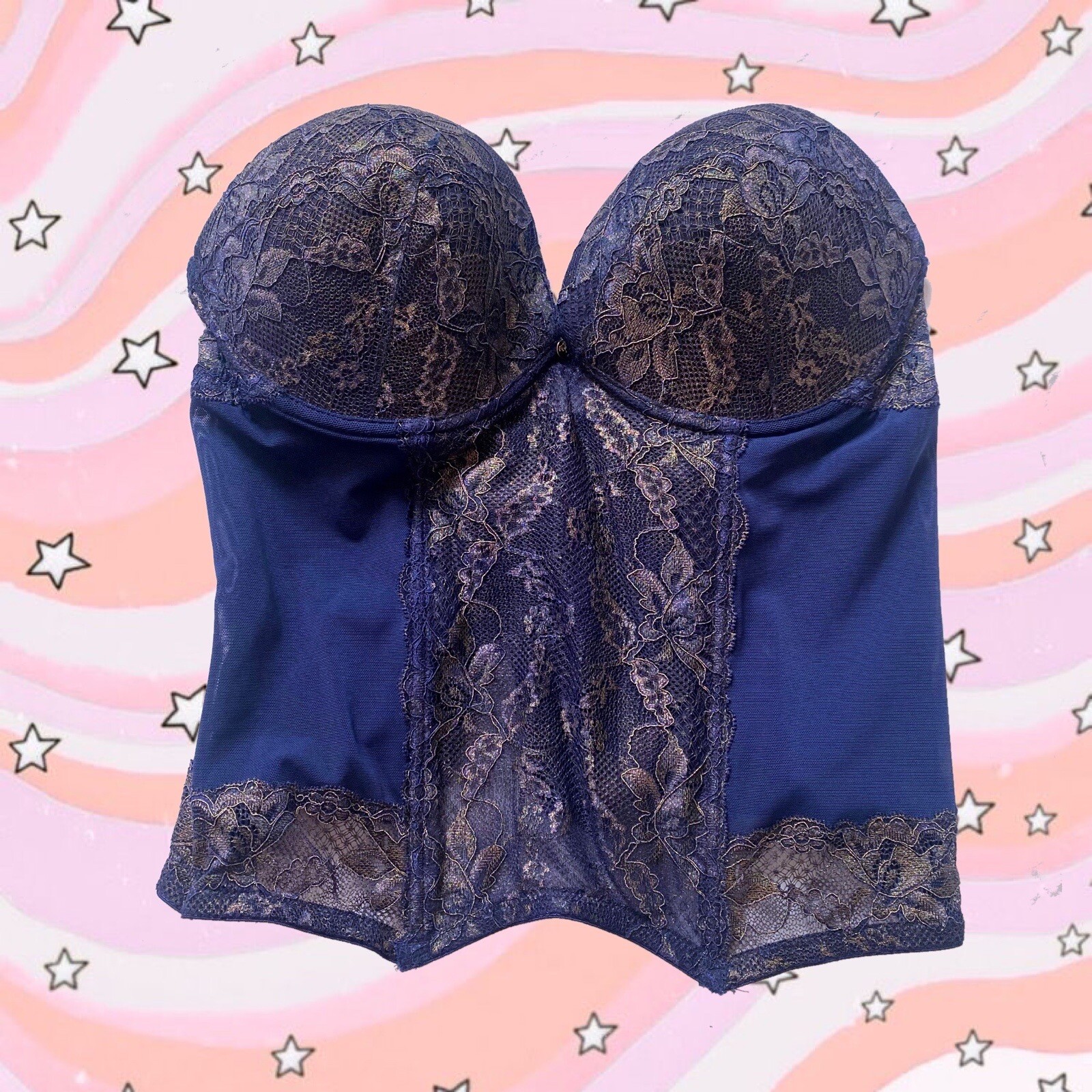Beautiful y2k 2000s blue corset with lace detailing and underwriting ...