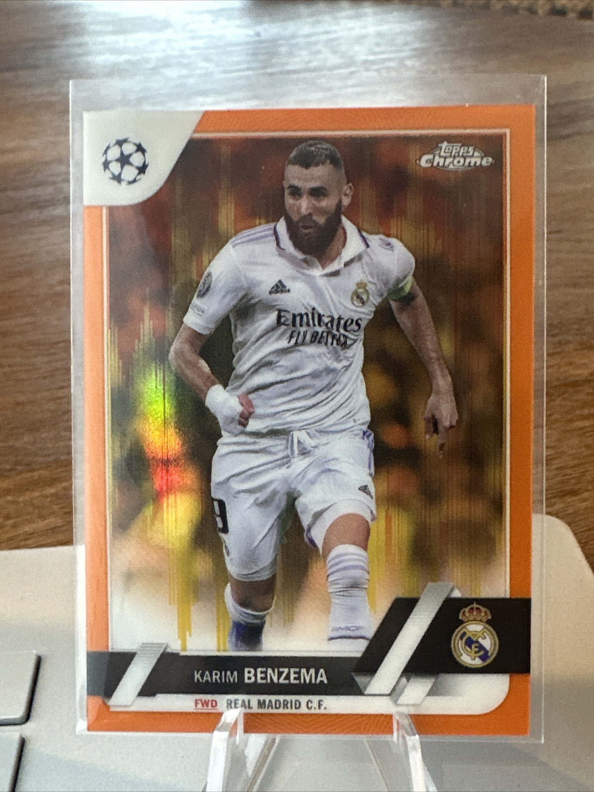 2022-23 Topps Chrome UEFA Karim Benzema Orange and Gold Seismic SP 1: ...