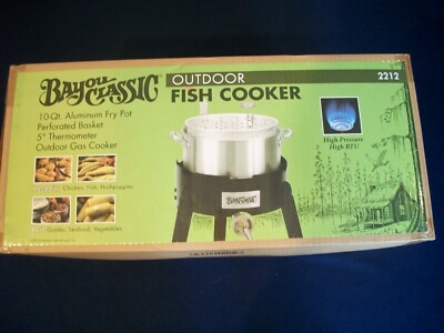 BAYOU CLASSIC OUTDOOR FISH COOKER 10 Qt Aluminum Fry Pot Outdoor Gas ...