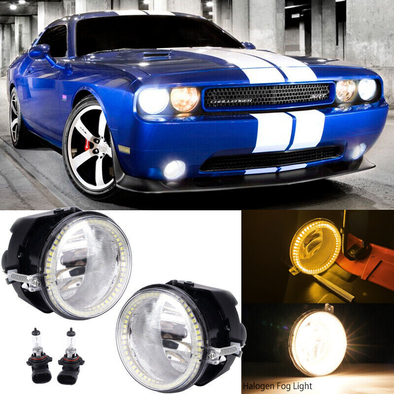 Fit 2011 2012 2013 2014 Dodge Challenger Pair LED Halo Fog Light Lamp ...