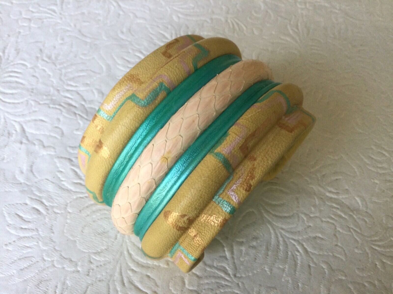 Leather DIANE FITZGERALD Cuff Bracelet Chic Rare Sign… - Gem