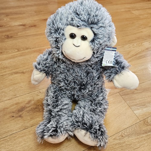 Asda Mottled Grey Black White Smiley Monkey Soft Plush Toy Comforter ...