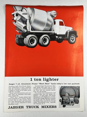 Jaeger Truck Mixer - TMFA-1 Specification Sheet - 1960 - Vintage Sales ...
