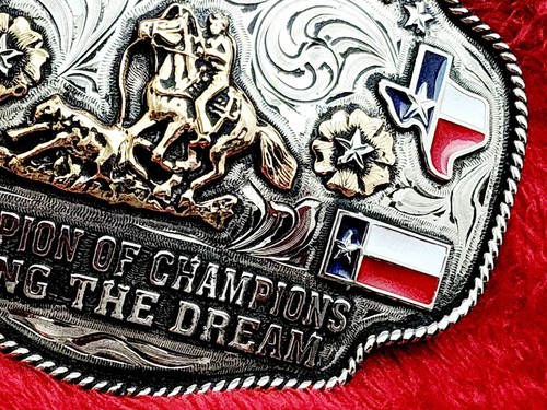 Rodeo Trophy Buckle Champion ☆Calf Roping☆The Republic Of Texas☆RARE ...