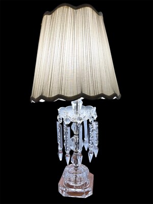 Heavy Vintage Cut Glass Lamp with 10 sparkling prisms that dangle ...