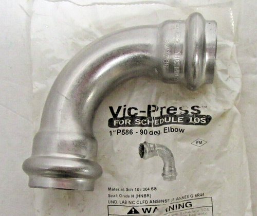 Victaulic P586 Vic-Press 1" Press Stainless Steel 90-Degree Elbow HNBR ...