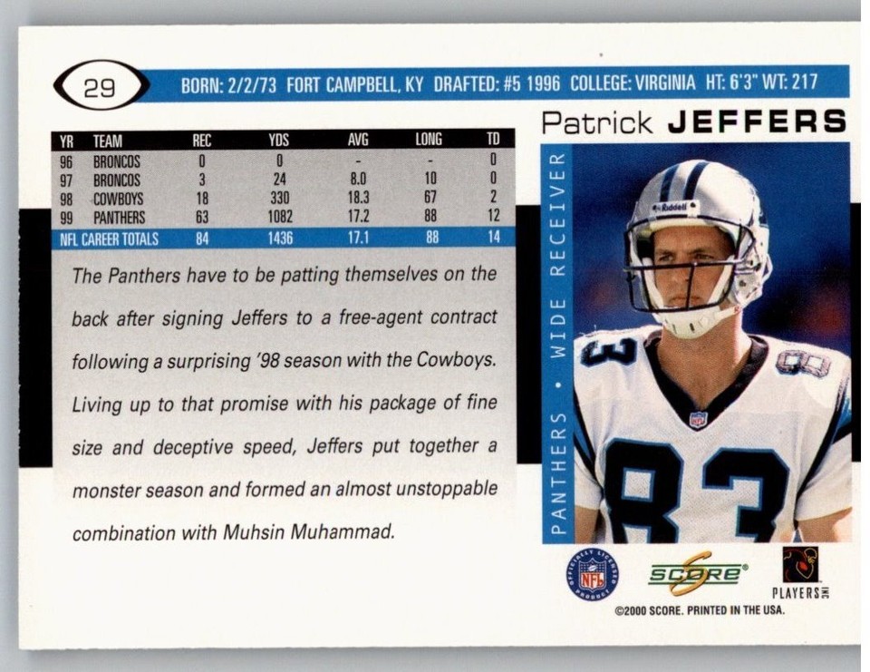 2000 Score #29 Patrick Jeffers | eBay
