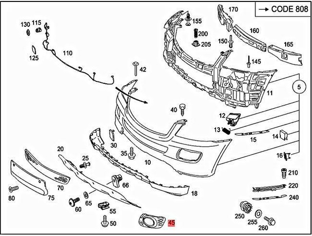 MERCEDES BENZ 1648801924 Genuine OEM Factory Original Fog Lamp Bezel ...