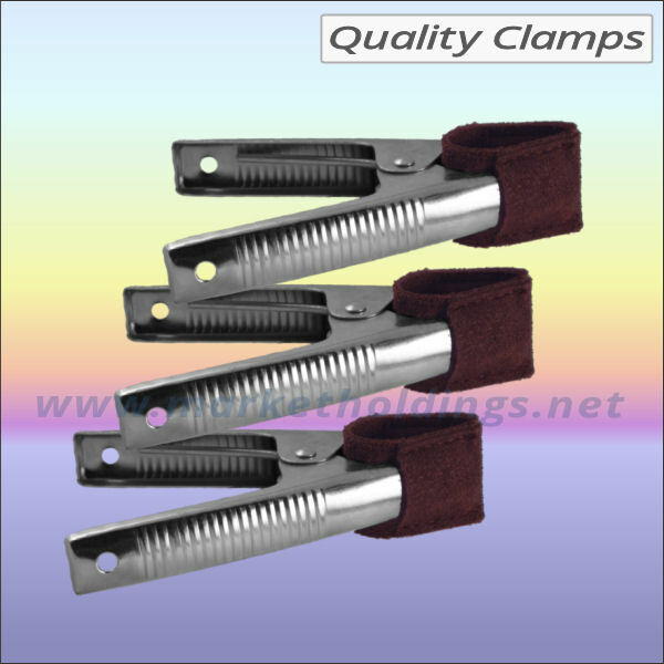 96 x 6 Inch Market Stall Clips With Tough Leather Jaw Covers - Sleeved ...