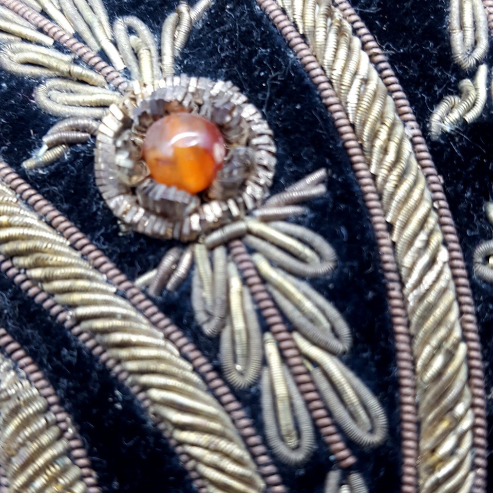 Sudha Box, Gold Embroidered Velvet with Semi Precious Stones, Silk ...
