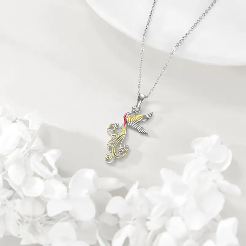 Phoenix Vibrant Jewelry Vintage Silver Fire-bird Wing Pendant Necklace ...
