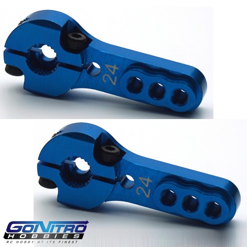 Go Nitro Hobbies 24T 3 Hole Aluminum Heavy Duty Servo Arm 2 Blue Hitec ...