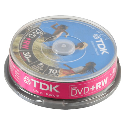 10 Mini 8cm TDK DVD+RW 1.4GB Blank 30min Disc For Sony Canon Panasonic ...