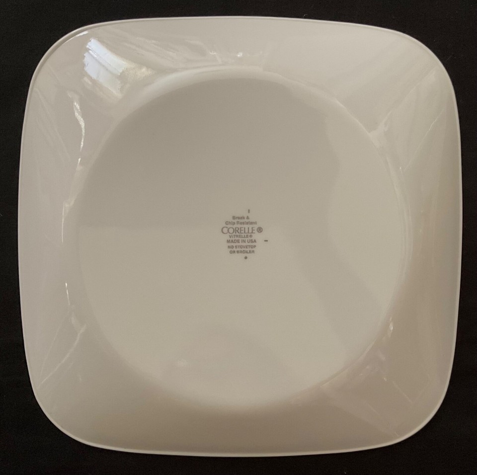 CORELLE LOT OF 2~9" SQUARE PURE WHITE LUNCHEON PLATES & 1~6.5" SQ ...
