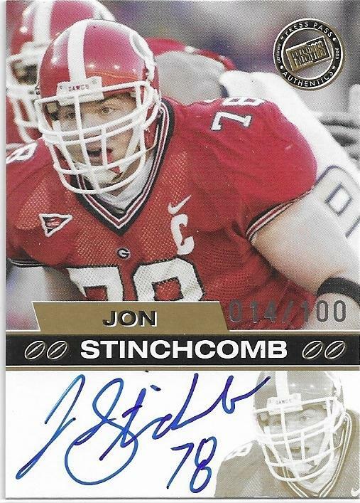 JON STINCHCOMB CERTIFIED Signed Autographed 2003 card Georgia Bulldogs ...