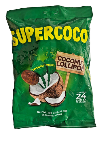 SUPERCOCO Coconut Lollipop Sweet and Tropical Treat Contains 24 Units ...