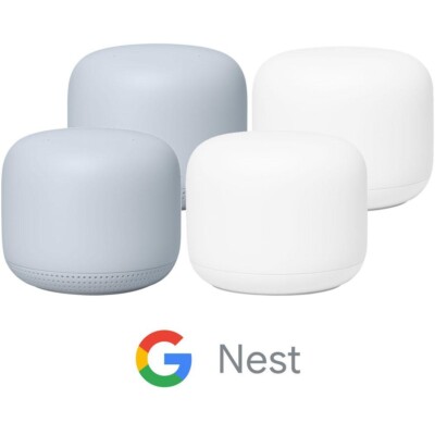 4-PACK (1 router & 3 points)-Google Nest Wi-Fi Router Dual Band Mesh ...