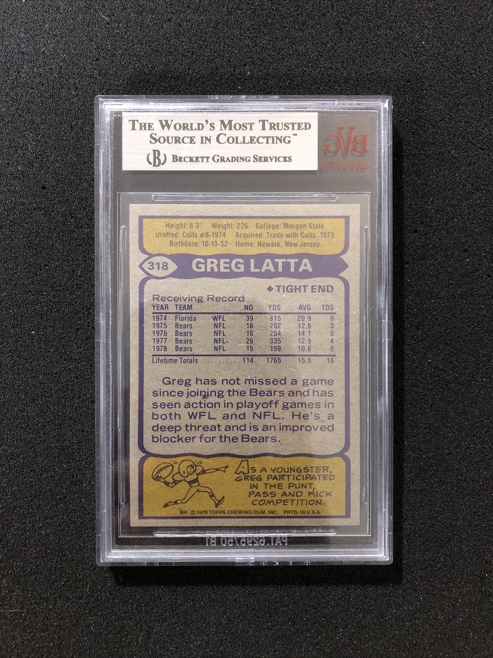 1979 Topps Football GREG LATTA #318 BVG/BGS GRADED 9 - MINT | eBay