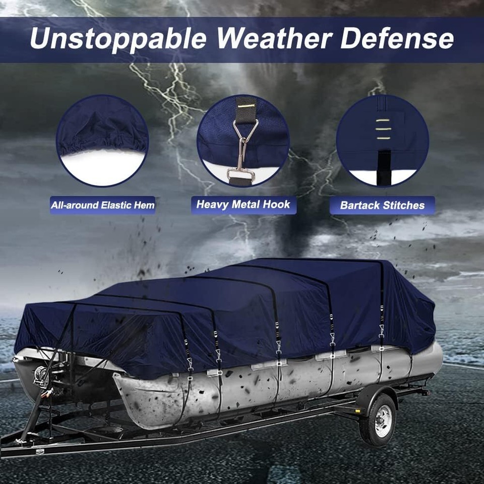 900D Heavy Duty Trailerable Pontoon Boat Cover for Winter Outside ...