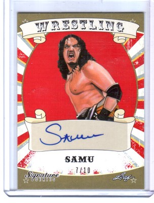 Samu 2016 Leaf Wrestling Signature Series RED Autograph Card WWE SN 7 ...