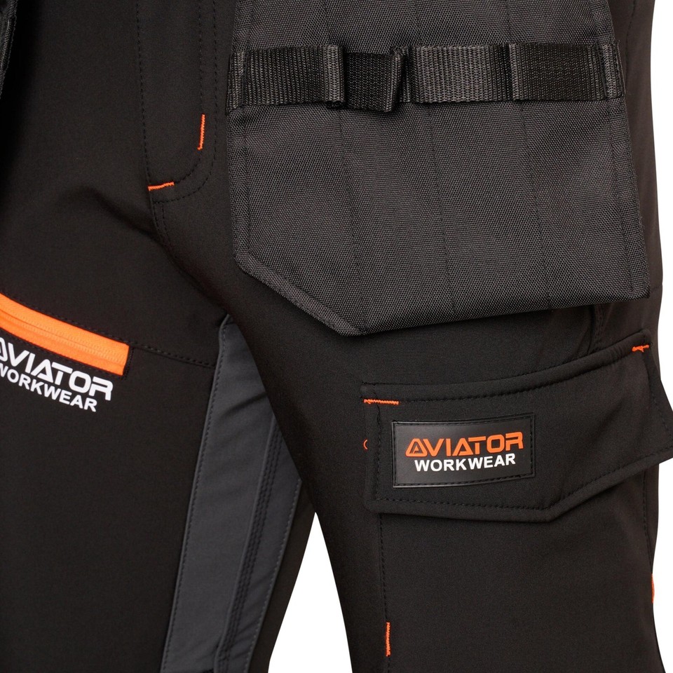 Men's Softshell Waterproof Cargo Workwear Trousers with Knee Pad ...
