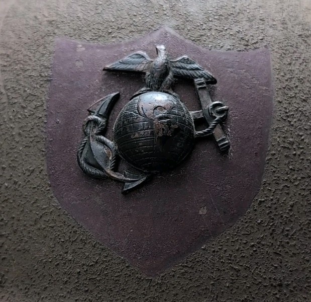 WWI USMC RARE EGA helmet with liner and chinstrap on red painted shield ...