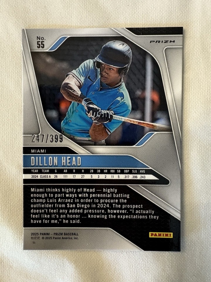 2025 Panini Prizm Baseball Dillon Head #55 Miami Marlins Red Pulsar ...