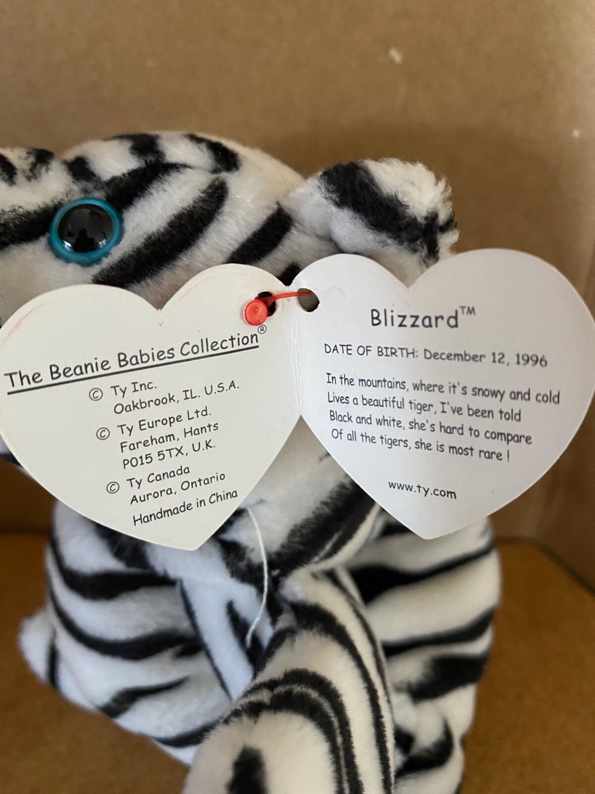 RARE RETIRED 1996 Ty Beanie Baby Blizzard with tag & nose errors! Mint ...