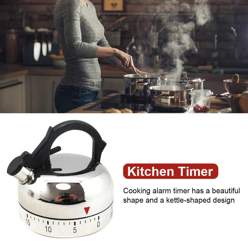 Count Down Cooking Clock Kitchen Timer Kettle Shape Alarm Mechanical 60 ...