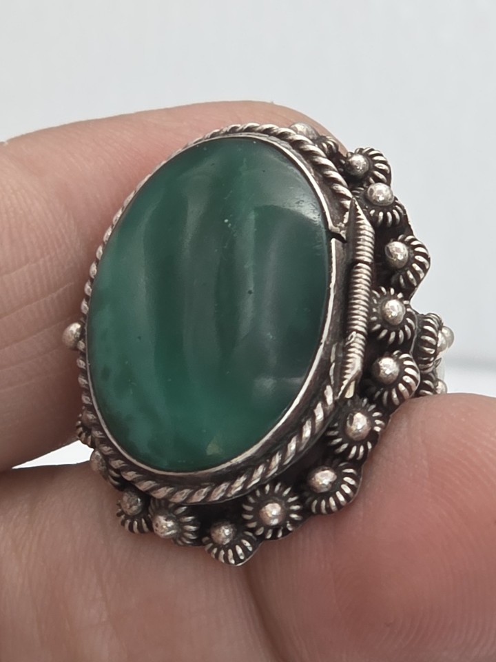 925 Sterling Silver Vintage Mexico Modernist Chalcedony Poison ...