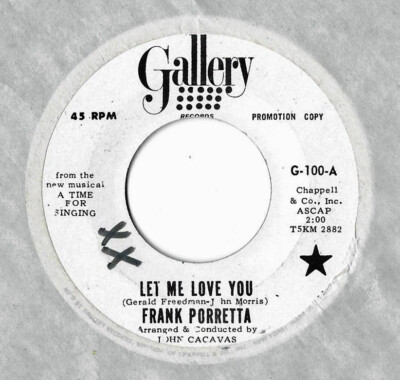 FRANK PORRETTA - LET ME LOVE YOU b/w FAR FROM HOME - GALLERY - WLP 45 ...