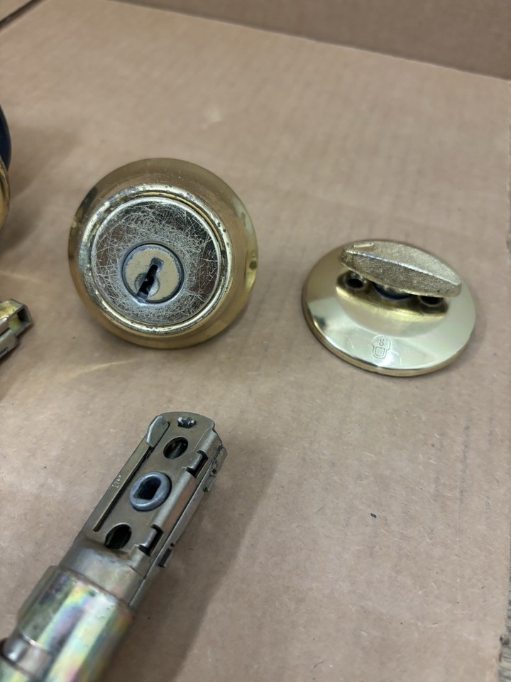 Kwikset Juno Door Knob Security Set Polished Brass Finish FOR PARTS ...