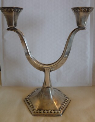VINTAGE HAZORFIM ISRAEL STERLING SILVER DOUBLE CANDLE HOLDER - 180 ...