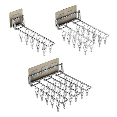 Clothes Drying Rack Stainless Steel Folding Sock Hanger Balcony Wall ...