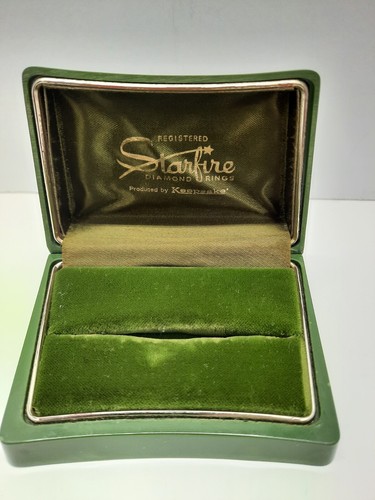 Starfire Diamond Rings Presentation Box Mid Century Modern Green Gold ...