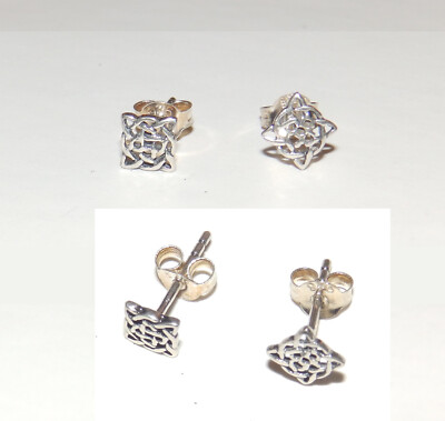 pair sterling silver 5mm celtic knot stud post earrings with clasps | eBay