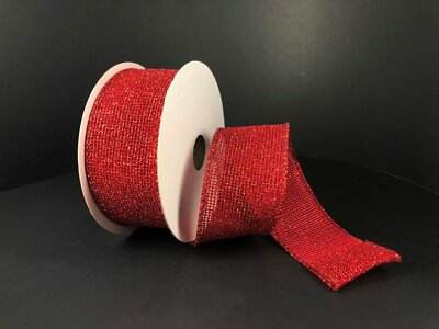 Red Glitter Net Ribbon, Wired Edge, 1.5" Wide X 10 Yard Roll | eBay
