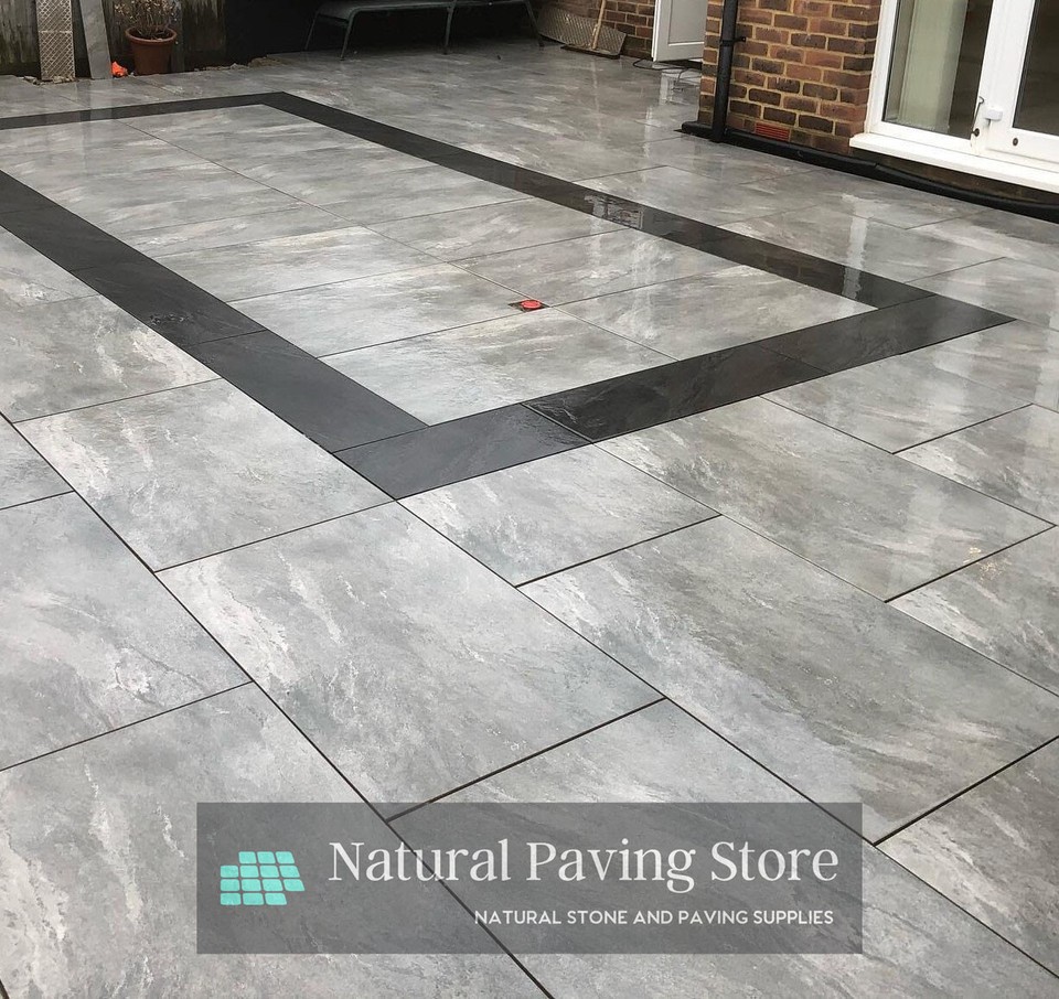 Earthcore Grey Vitrified Porcelain Paving Patio Slabs - SAMPLE ONLY ...