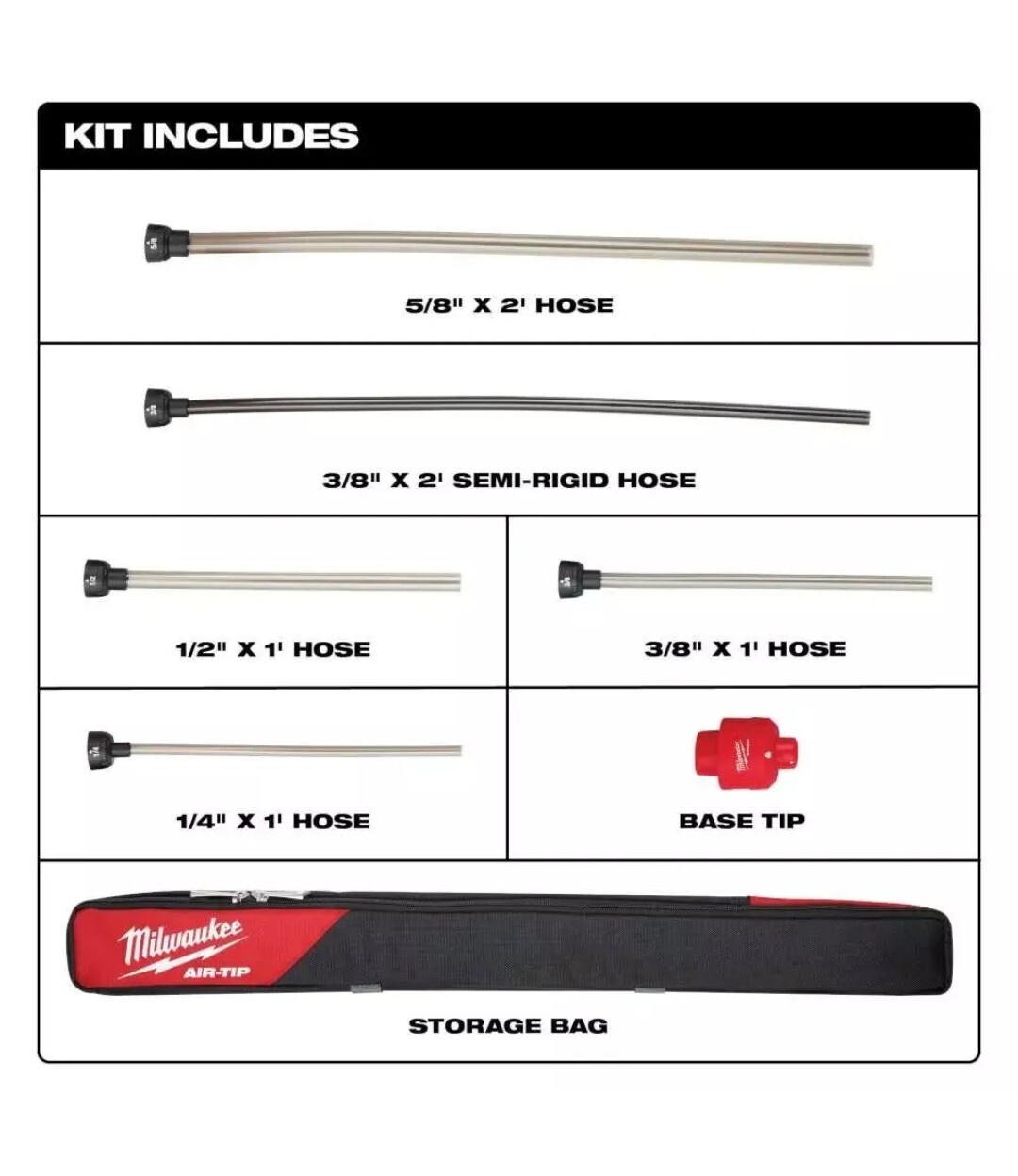 Milwaukee 49-90-2037 Air-Tip Long Reach Flexible Micro Hose - Set of 5 ...