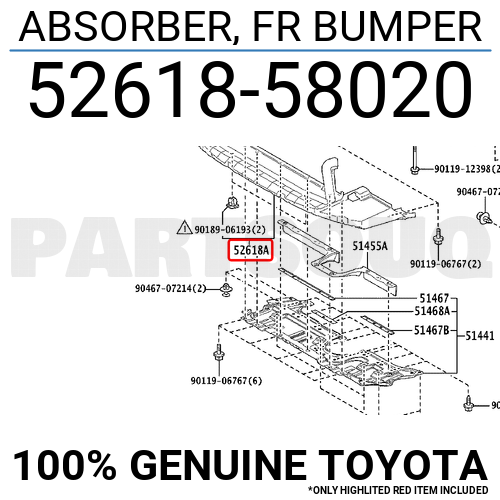 5261858020 Genuine Toyota ABSORBER, FR BUMPER 52618-58020 | eBay