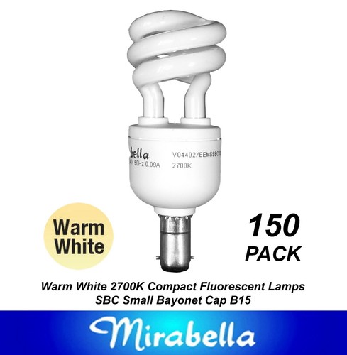 150 x 8W B15 Compact Fluorescent Lamps Globes Bulbs Warm CFL SBC Small ...